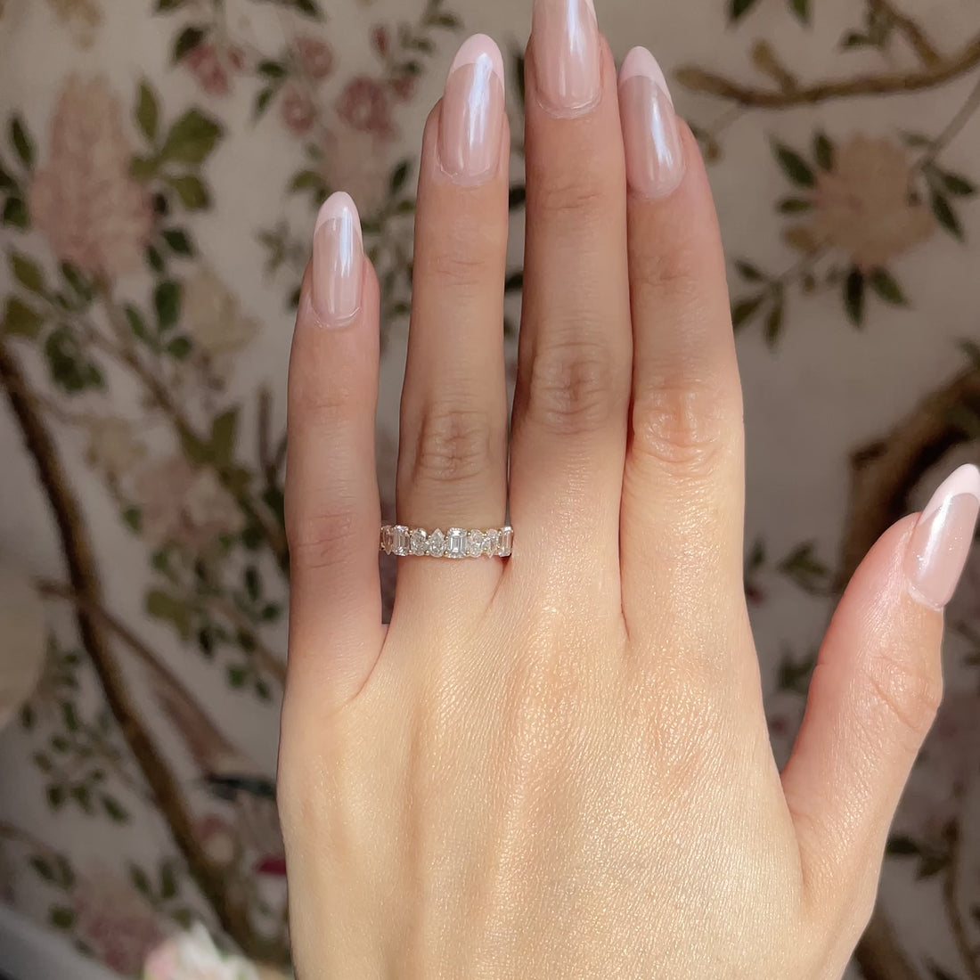 Mosaic Emerald & Pear Diamond Wedding Band | Berlinger Jewelry