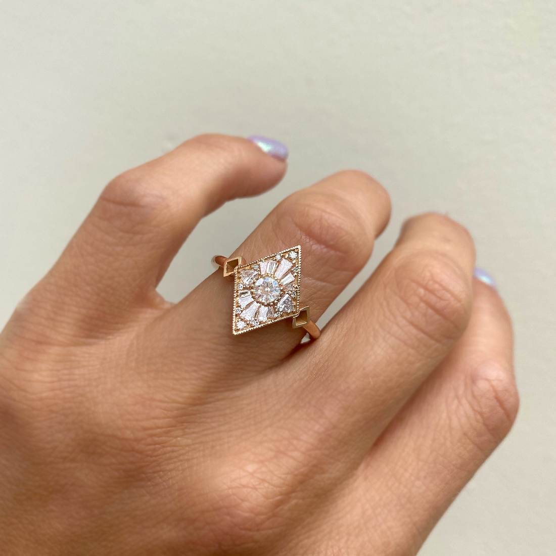 Mini Kite Shape Round Engagement Ring | Berlinger Jewelry
