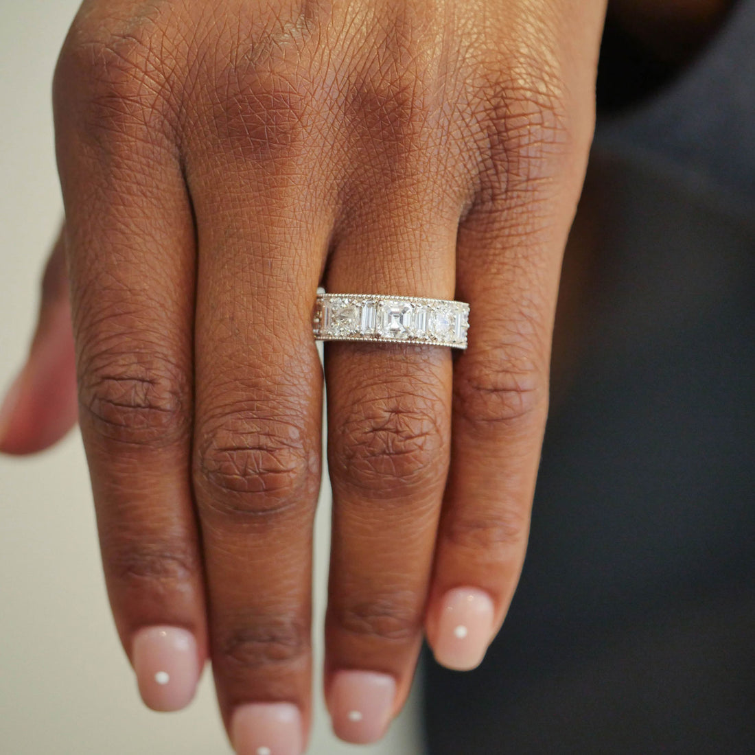 Asscher Cut Geometric Wide Diamond Mosaic Ring | Berlinger Jewelry