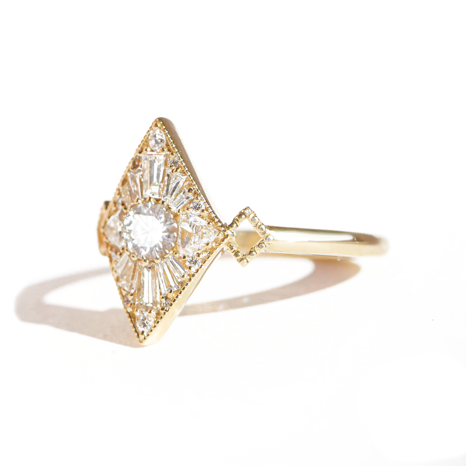 Mini Kite Shape Round Engagement Ring | Berlinger Jewelry